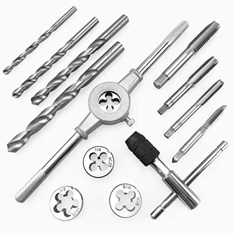 Promo AZUNO 14-Piece SAE Tap and Die Set in Inch with Drill Bit DIY ...