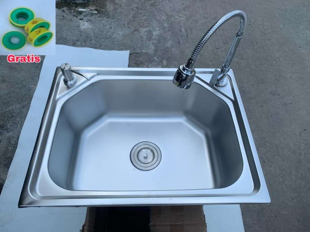 Jual Bak Cuci Piring Kitchen Sink Single Bowl 60x45 Stainless Fullset ...