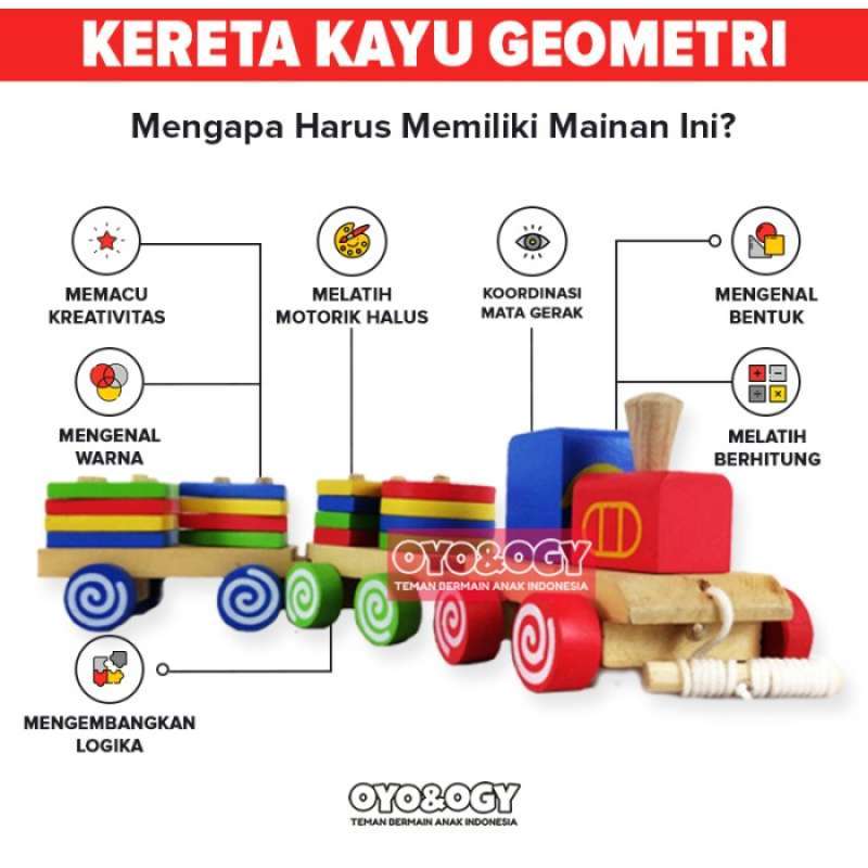 Promo Mainan Edukasi Anak Kereta Api Kayu Pelangi Geometri Shape Bentuk ...