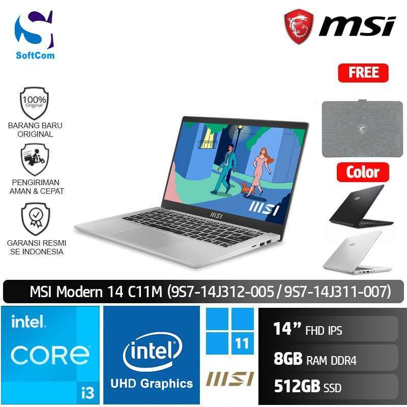 Jual MSI Modern 14 C11M 005 007 Notebook [Core i3-1115G4/8GB/512GB SSD ...