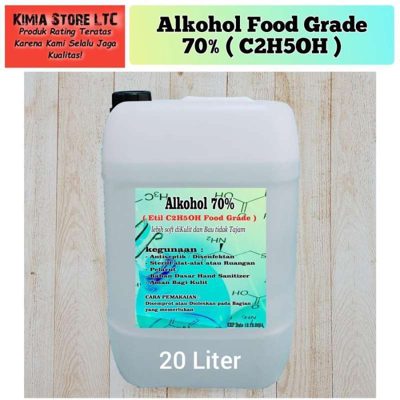 Jual Ethyl Alkohol 70% / 96% ( Food Grade ) Kemasan 20 Liter / Pure ...