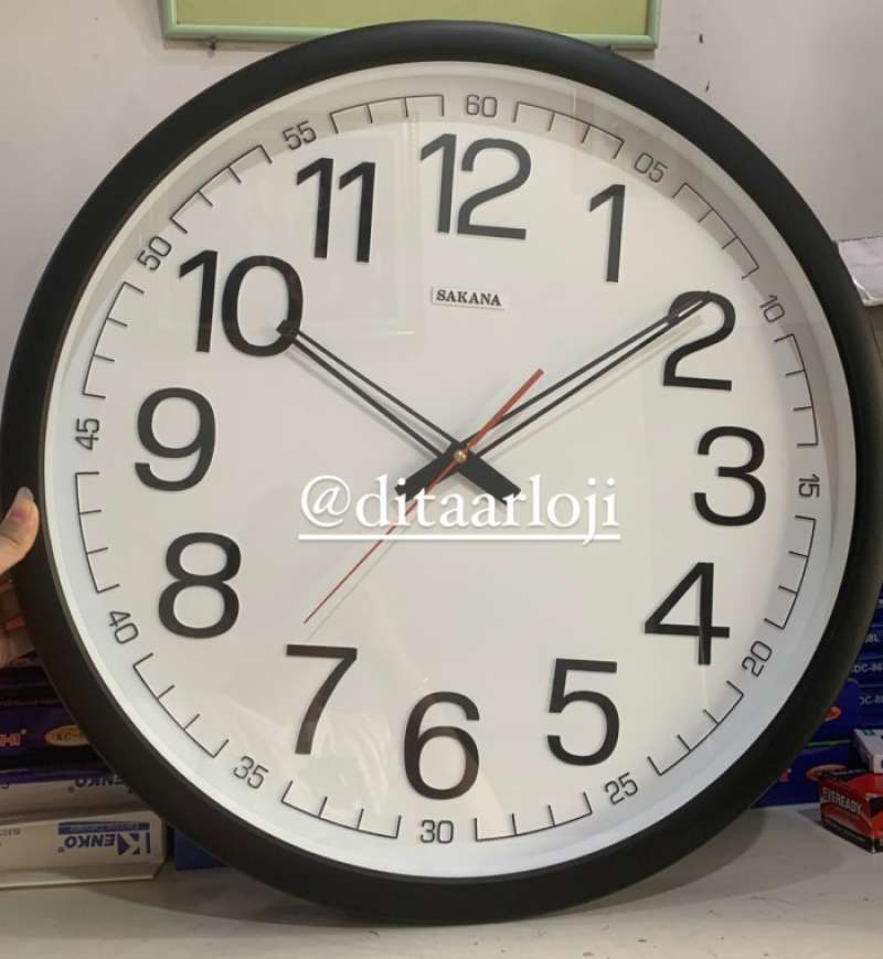 Jual Jual Jam Dinding Sakana Jumbo Besar Diameter 50cm Cover Hitam Doff ...
