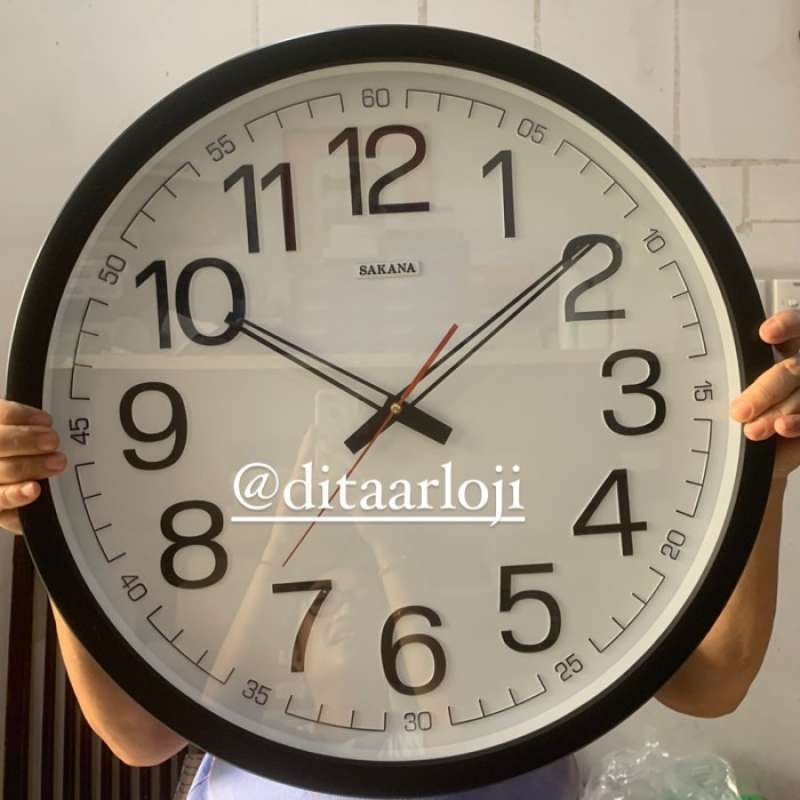 Jual Jual Jam Dinding Sakana Jumbo Besar Diameter 50cm Cover Hitam Doff ...