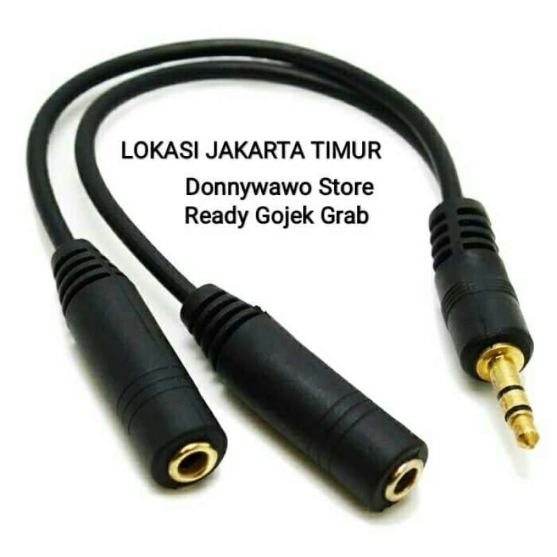 Promo Splitter Dual Output Jack 3.5mm Audio Aux Spliter Earphone ...