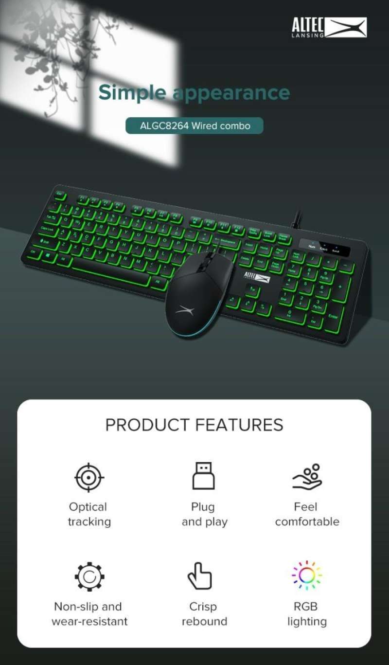 Jual Altec Lansing Keyboard + Mouse combo Wired Gaming ALGC8264 di ...