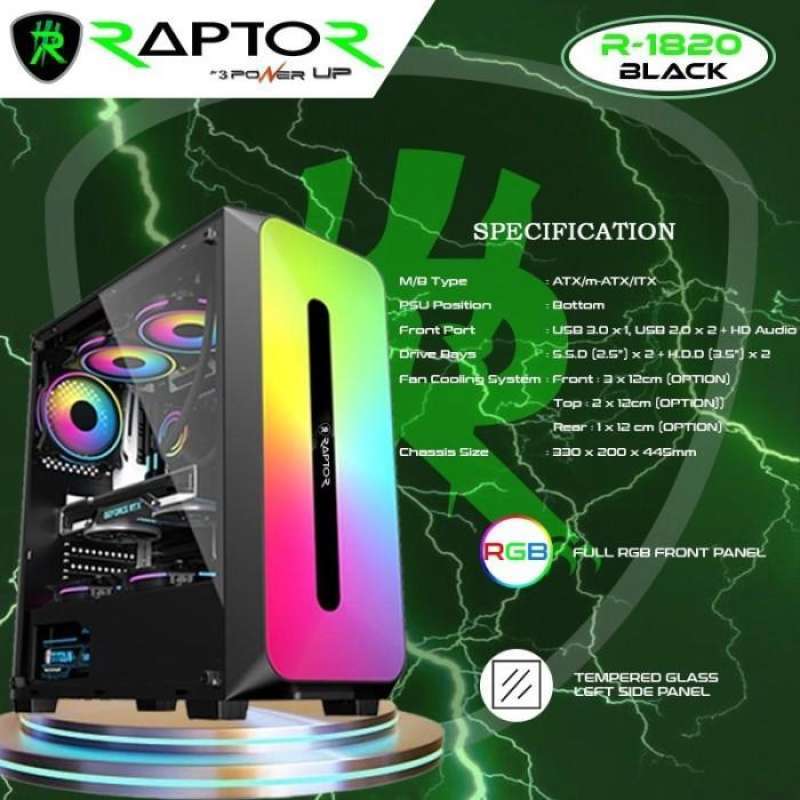 Jual Casing Power Up RAPTOR 1820 BLACK di Seller hanskomputer - Mangga ...