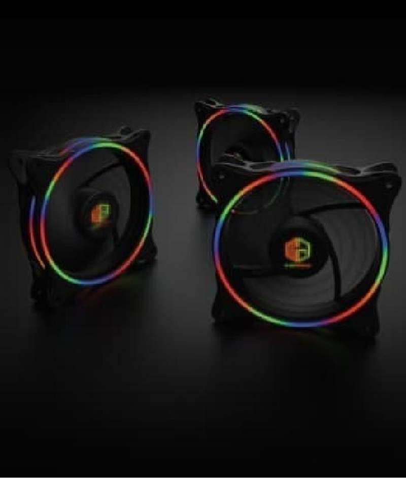 Jual Cube Gaming Fan Rainbow Borealis - 12cm Dual Ring Fan Static ...
