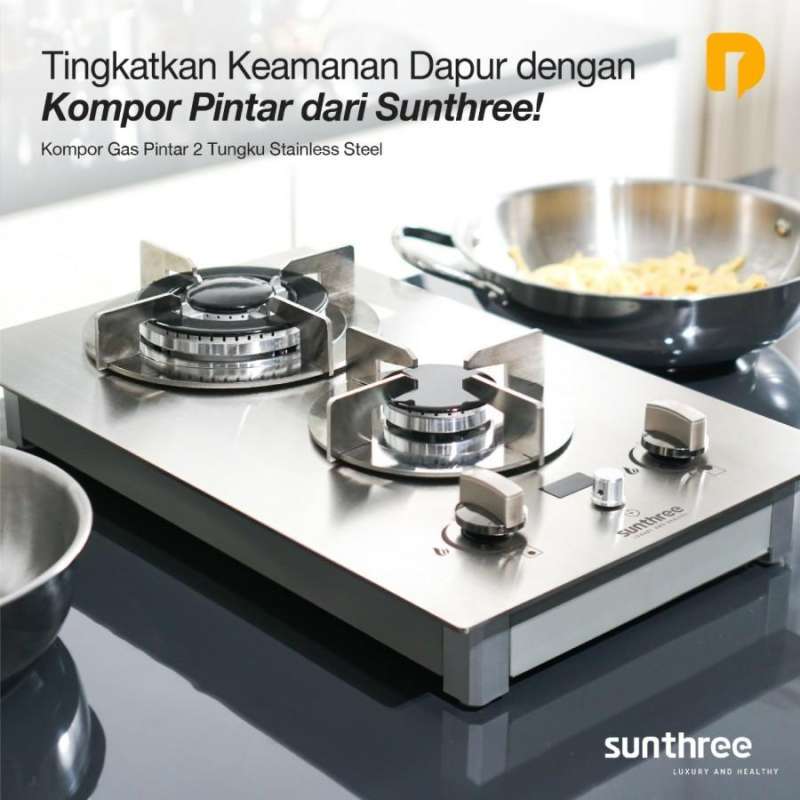 Jual Kompor Gas Timer 2 Tungku Sunthree Stainless Steel Gas Hob Gh 35 ...