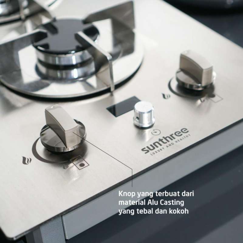Jual Kompor Gas Timer 2 Tungku Sunthree Stainless Steel Gas Hob Gh 35 ...
