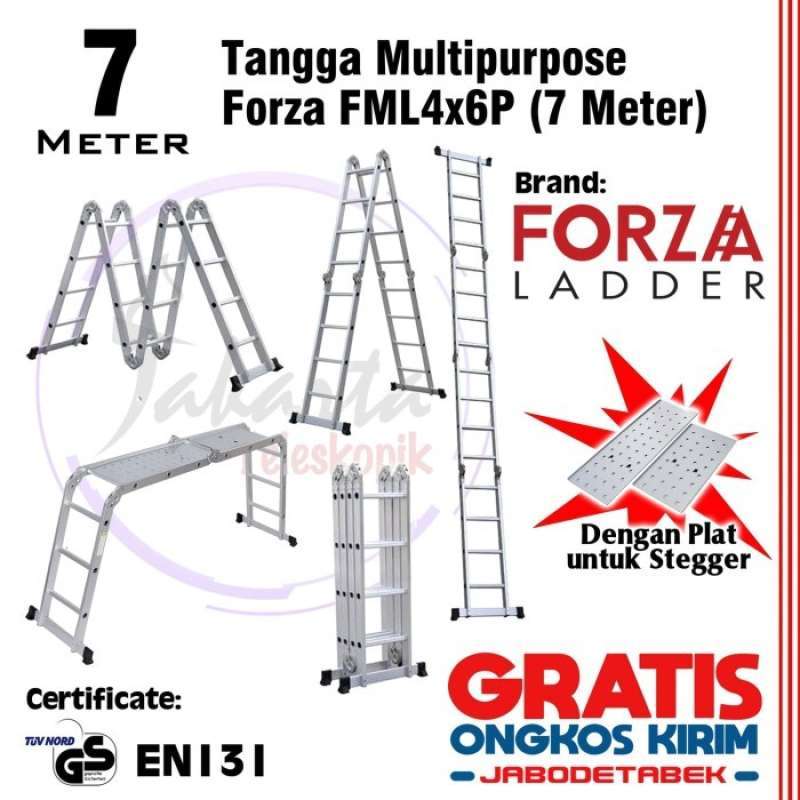 Promo Tangga Lipat Multipurpose 7 Meter + Plat Steger 7 M Alumunium ...