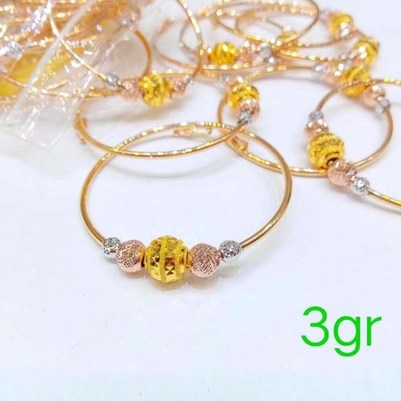 Jual Gelang Anak Emas Asli Kadar 700 70% 16k Merica Bulat 3 Warna Ukir ...