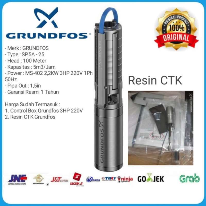 Jual Mesin Pompa Air Sumur Bor Grundfos SP.5A-25 2.2kw 3hp 1phase Pompa air di Seller Mitra Jaya ...