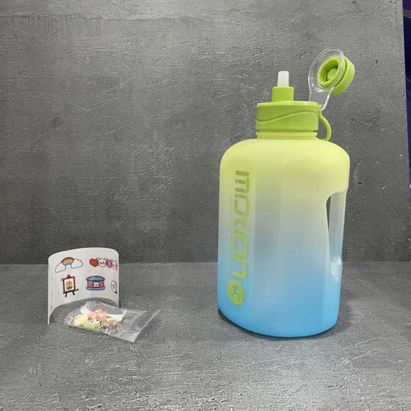 Jual BOTOL AIR MINUM GRADASI GALON BARBEL GYM JUMBO 2,2 LITER FOOD SAFE ...