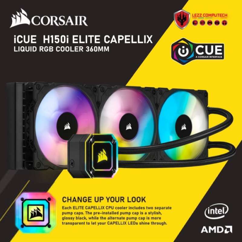 Jual CORSAIR iCUE H150i ELITE CAPELLIX - RGB Liquid CPU Cooler 360mm di ...