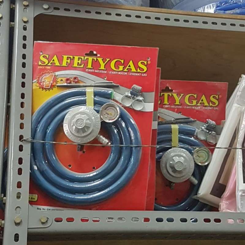 Jual Selang gas safety gas biru kawat baja komplit regulator di Seller ...