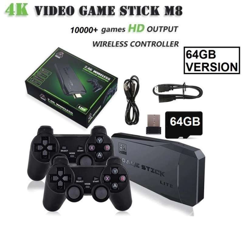 Jual Retro Game Console Stick 4K UHD M8 64GB - Built-in 10000 Plus ...
