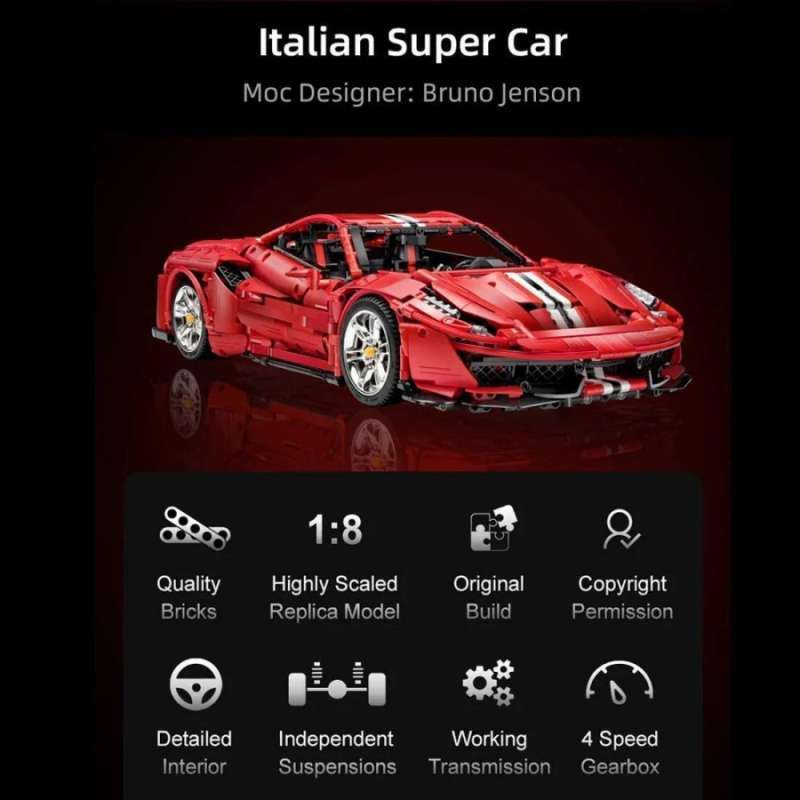 Promo Double E Cada Bricks Master Ferrari 488 Italian Supercar Set ...