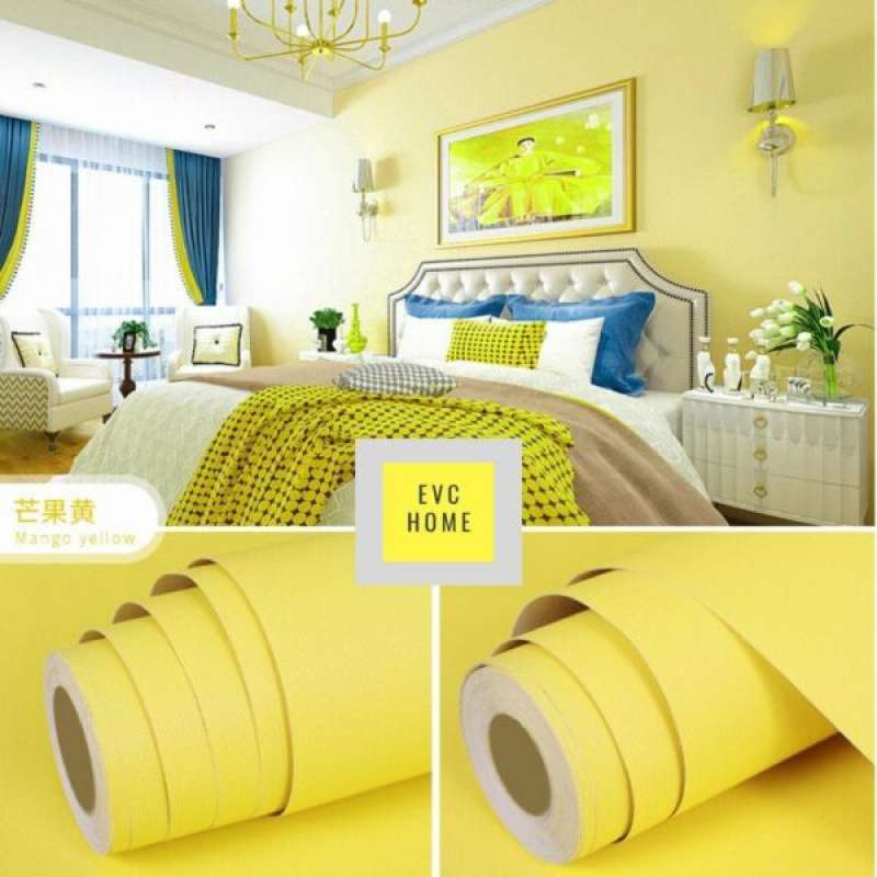 Promo Wallpaper Sticker Dinding Polos Warna Kuning 5m x 45cm Diskon 5% ...