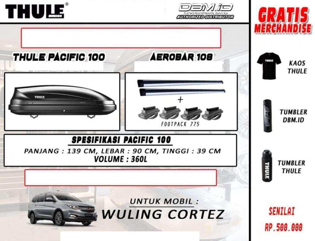Jual PAKET THULE Roof Box Pacific 100 Aerobar 108 Wuling Cortez di ...