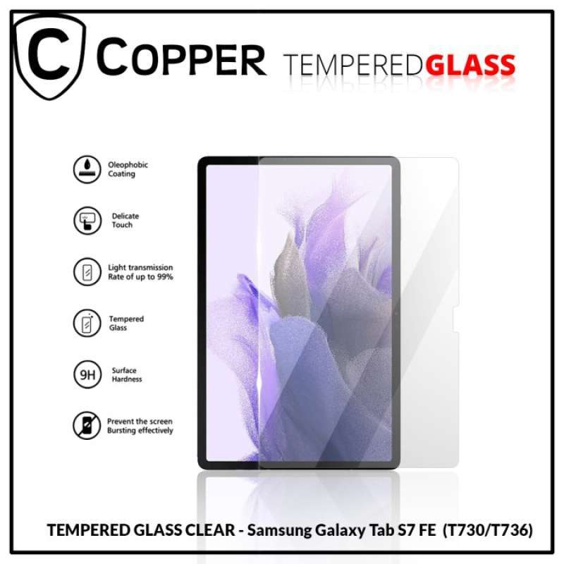 Jual Samsung Tab S7 Fe (T730/T736) - Copper Tempered Glass Full Clear ...