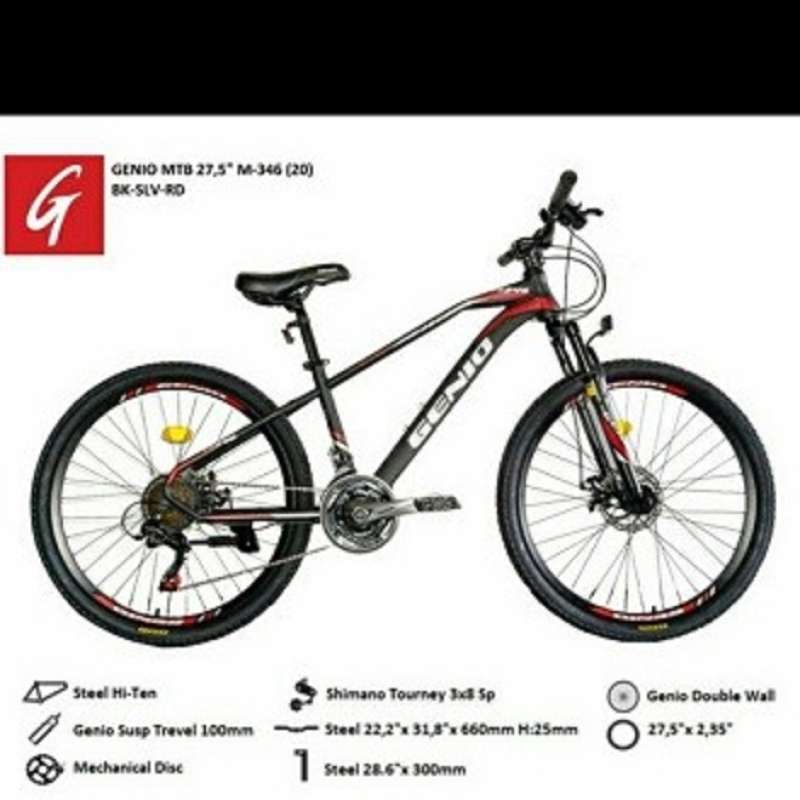 Jual Sepeda Mtb Genio M-346 27.5 Inch - Bk-slv-rd Di Seller Cung Bikes ...