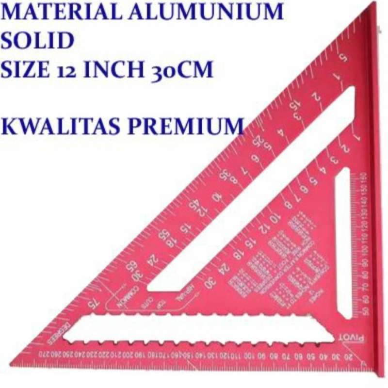 Jual Solid Alumunium Merah Speed Square 12 Inch 30cm Penggaris Segitiga ...