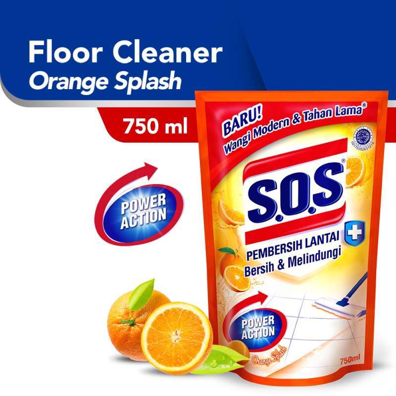 Jual SOS Floor Cleaner Orange Splash Pembersih Lantai [750 mL/ Kemasan ...