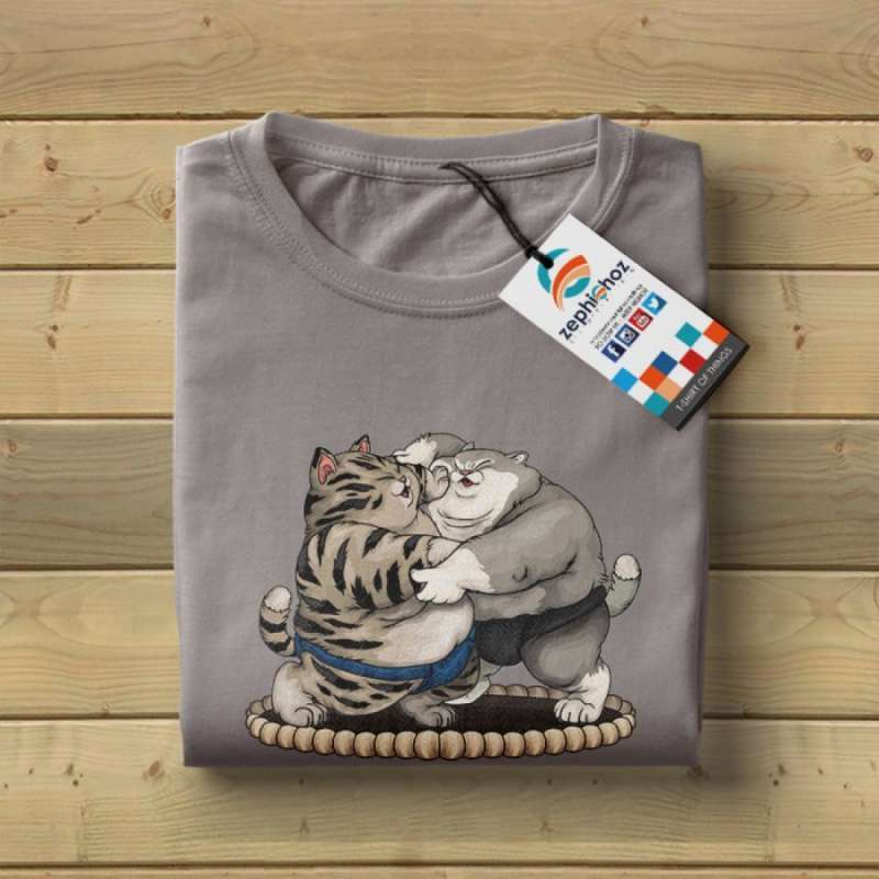 Jual KAOS PRIA SABLON KUCING SUMO Pilihan Warna Hitam, Abu Muda, Kuning ...