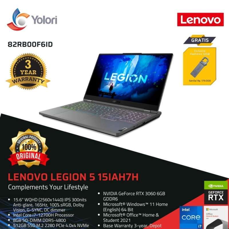 Jual Lenovo Legion 5 15IAH7H i7-12700H 8GB 512GB NVIDIA GeForce RTX ...