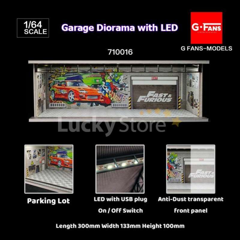Jual G-Fans Models 1/64 Diorama Diecast Fast & Furious Garage with LED ...