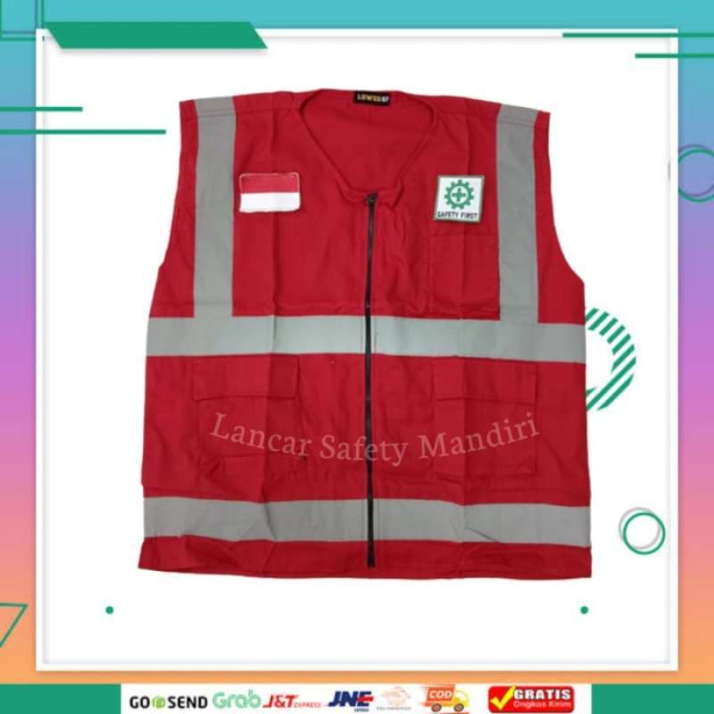 Promo Rompi Safety Drill / Rompi Safety Kerja Proyek warna Merah ...
