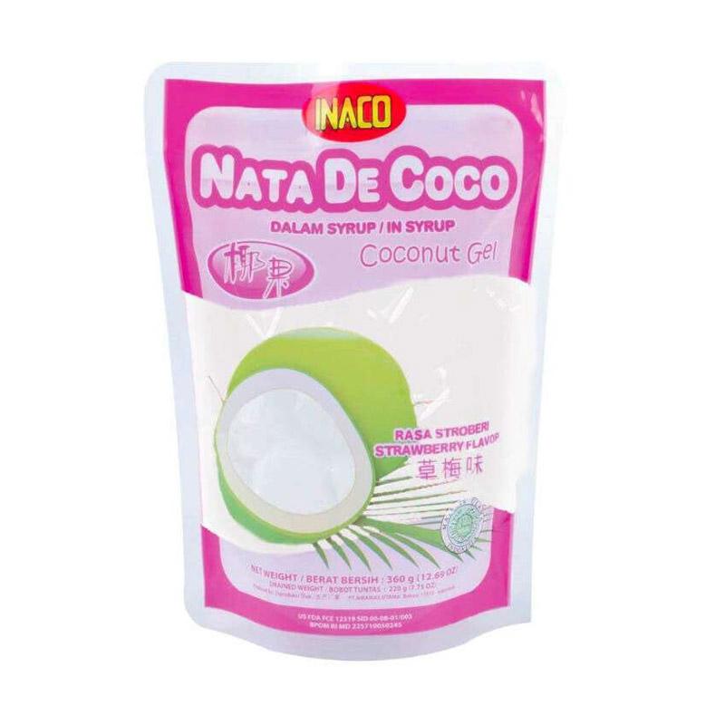 Jual Inaco Nata De Coco Strawberry Minuman [360 g/ Kemasan Pouch] di ...