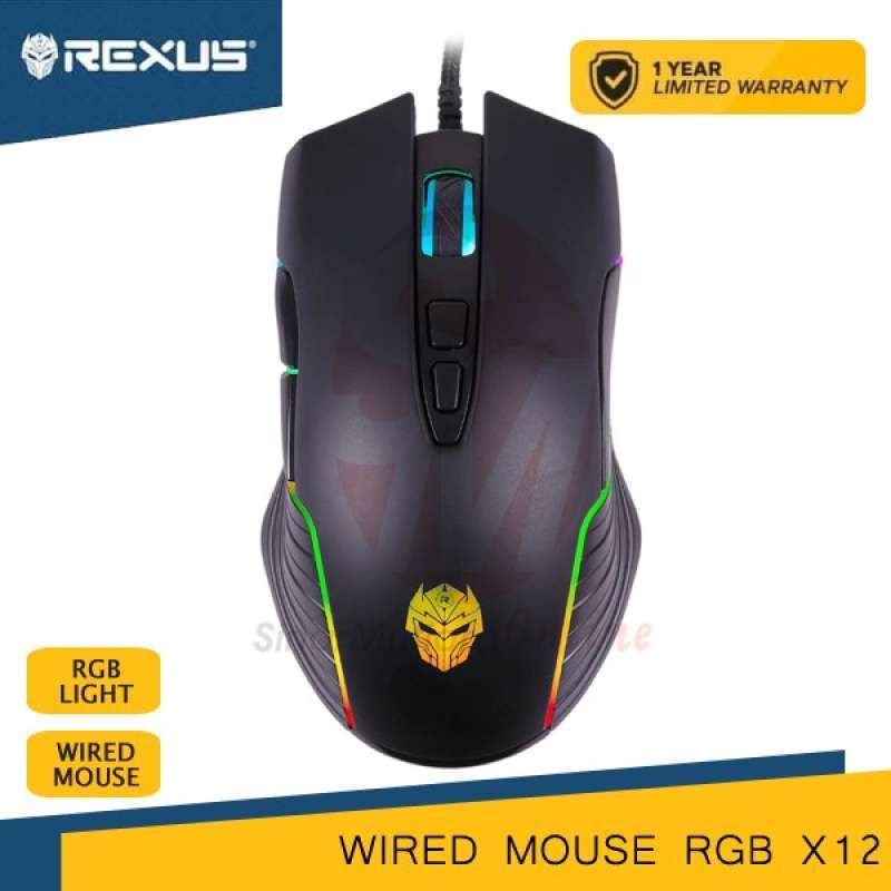 Promo Mouse Gaming REXUS X12 XIERRA RGB Light Wired 3200Dpi Diskon 46% ...