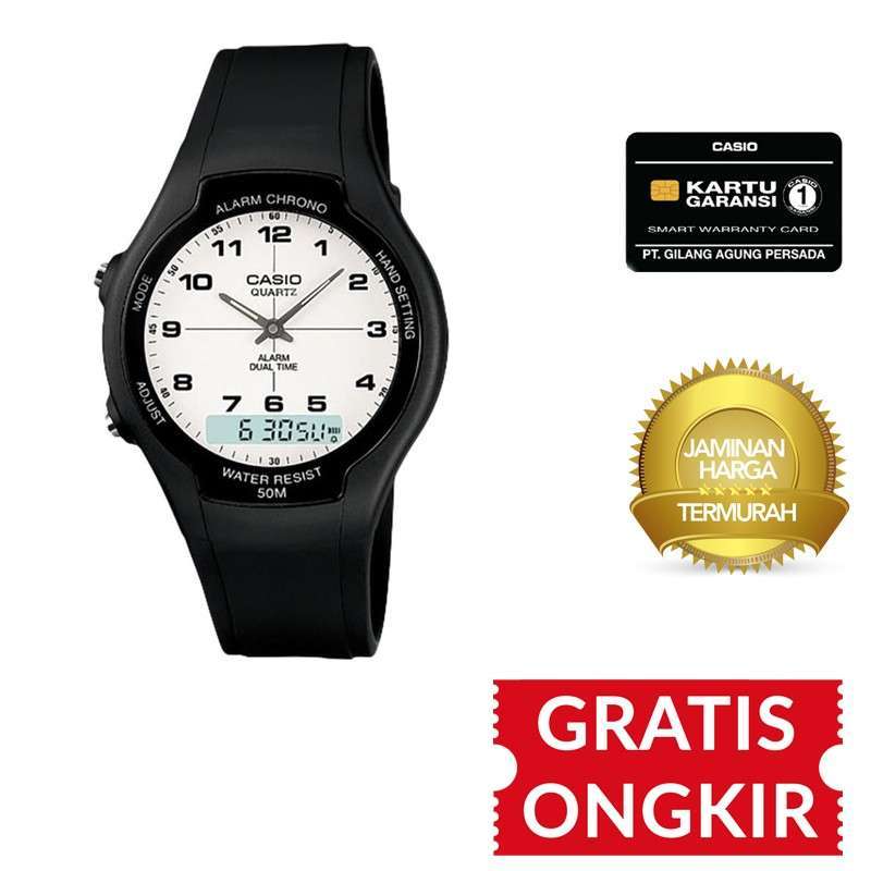 Jual Jam Tangan Unisex Casio Digital Analog AW-90H-7BVDF White Dial di ...