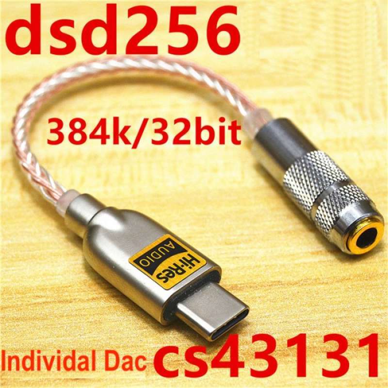 Jual Custom Hi Res DAC Cirrus CS43131 Adapter DSD256 HiFi Type C To 3 ...
