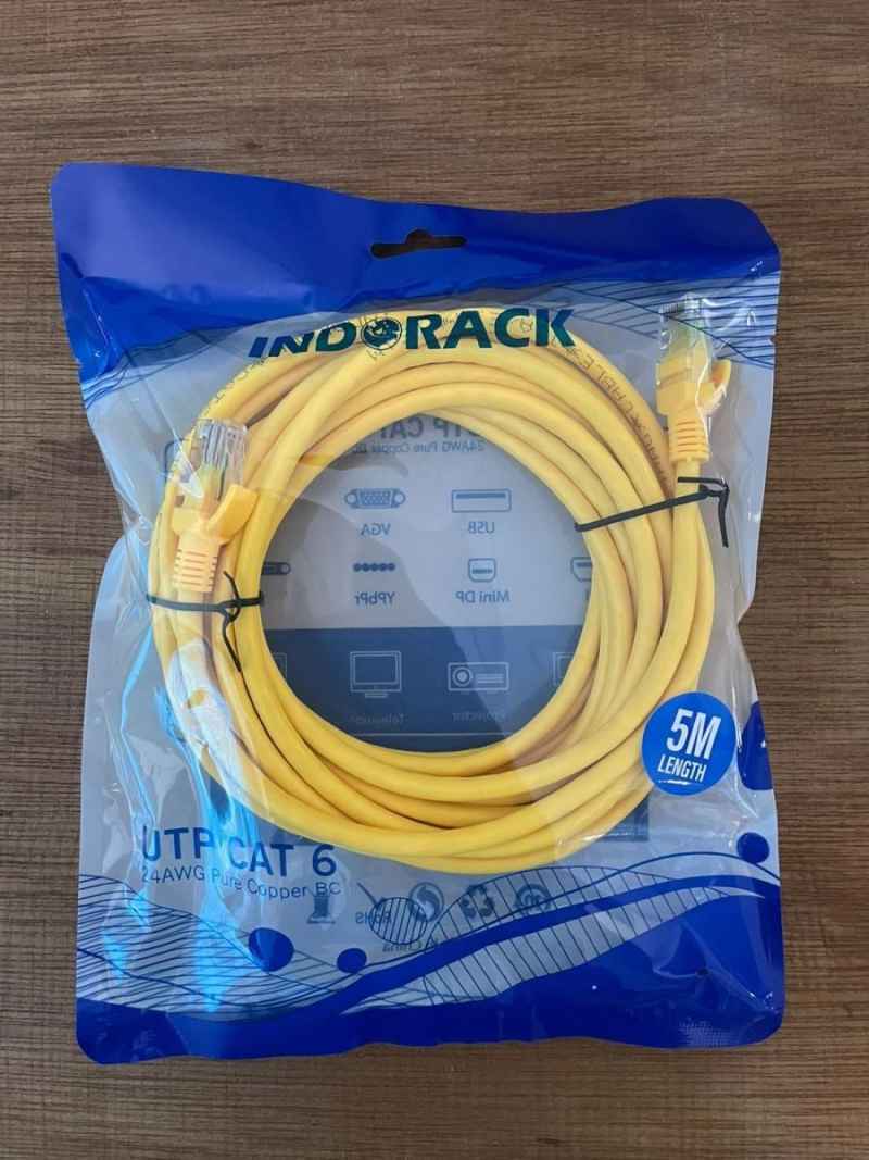 Jual Indorack Patch Cord Cat6 Kabel Lan Utp 5 Meter Rj45 Networking ...