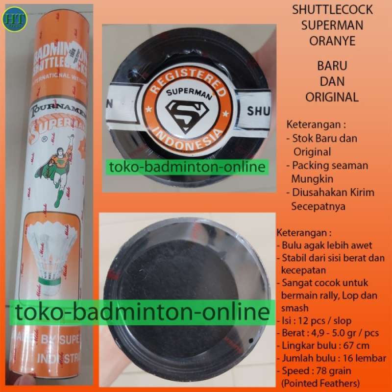 Jual Shuttlecock Kok Badminton Bulu Tangkis Superman Orange Baru ...