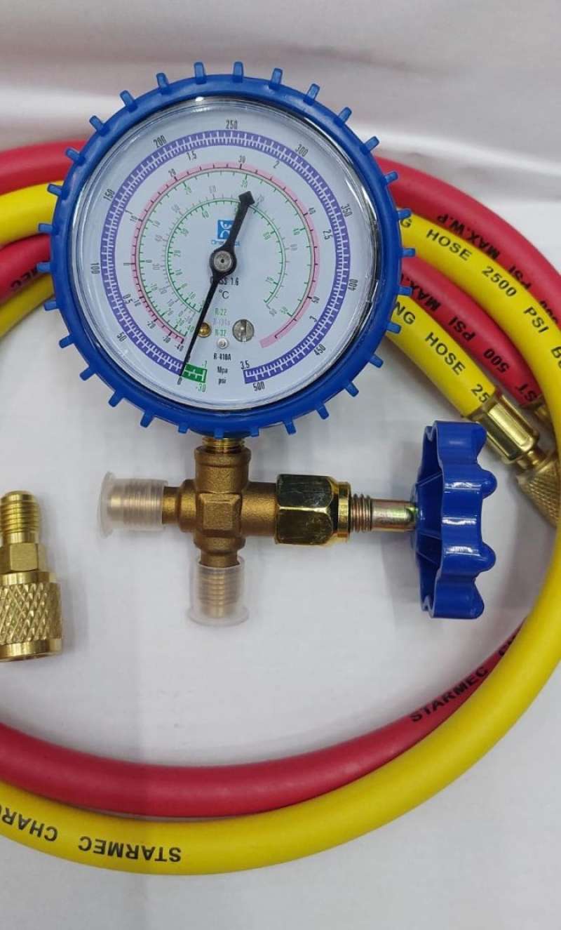Jual Testing Manifold Ac R32 R410 R22 Non Sightglass Selang Dan Adaptor ...