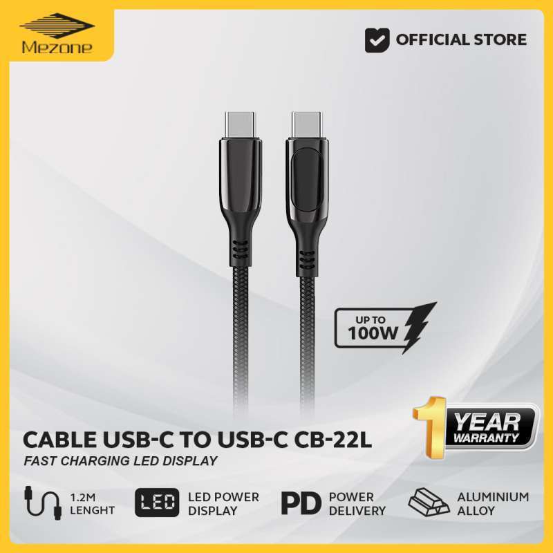 Promo Mezone Cb-22l Kabel Data Charger Usb-c To Usb-c Pd 100w Fast Charging Led Display Diskon ...