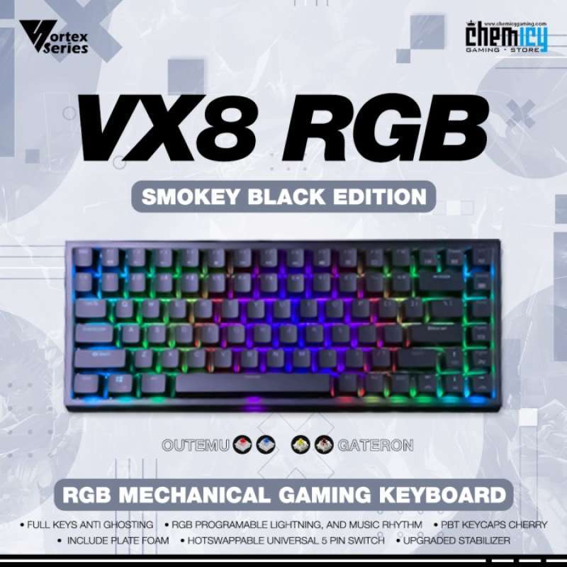 Promo Vortex Series VX8 Smokey RGB Hotswap Mechanical Gaming Keyboard ...