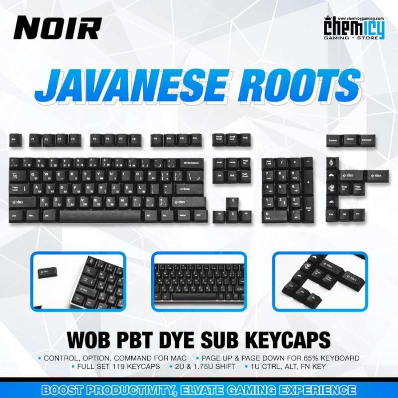Jual Noir Javanese Roots WOB Fullset PBT Dye Sub Keycaps Cherry Profile ...