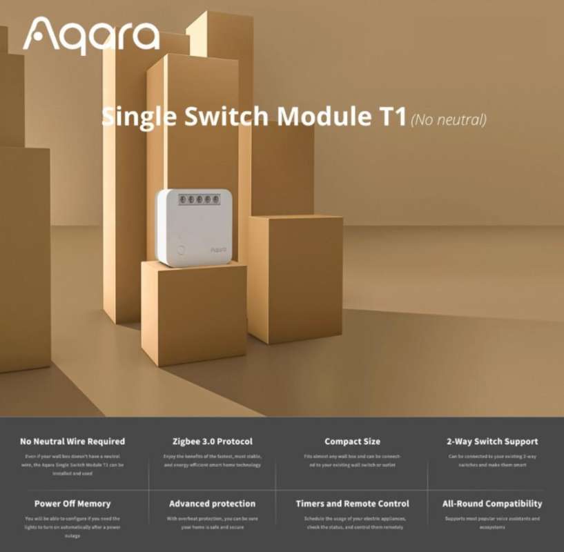 Jual Aqara Relay T1 Single Switch ( No Netral ) - Zigbee 3 ...