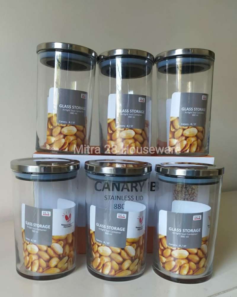 Promo Toples Kaca Canary B Stainless Ukuran 880ml (Set 6 pcs) Diskon 56% di Seller NiaGaraa ...