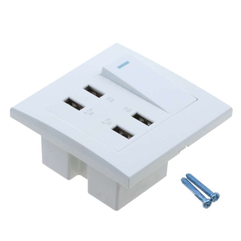 Promo Wall 4-Port USB Socket Charger AC Power Receptacle Outlet Plate ...