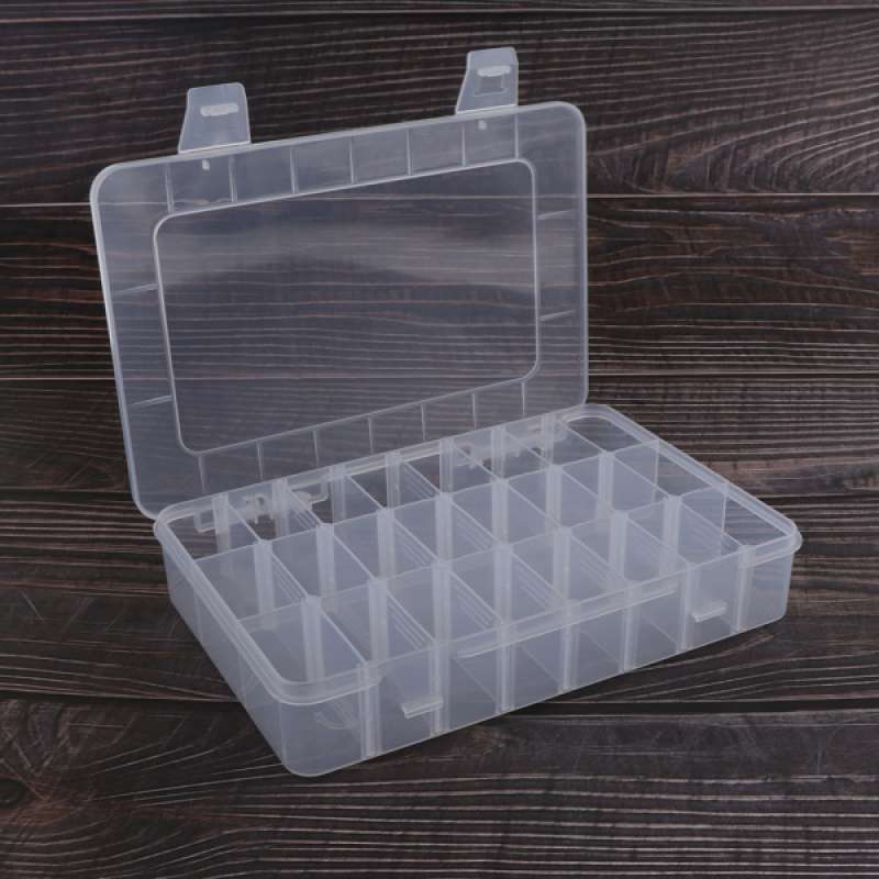 Jual Plastic Container Storage Box 24 Dividers Removable Small Parts ...