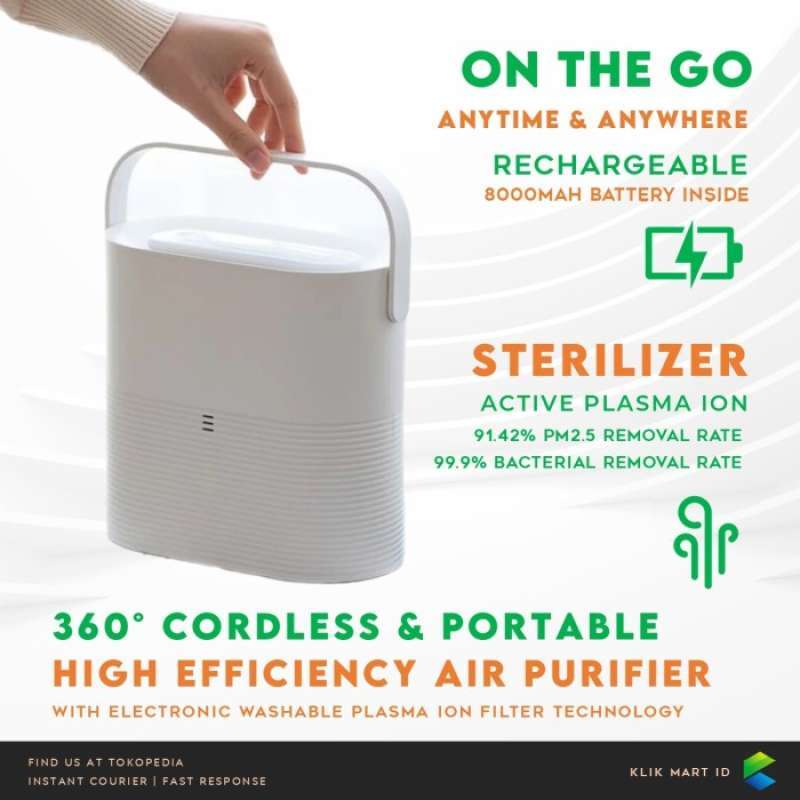 Promo 360 Cordless And Portable Anion Plasma Ion Air Purifier With ...