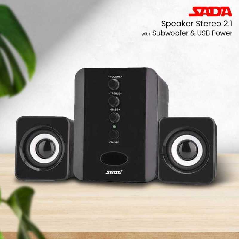 Jual SADA Speaker Stereo 2.1 with Subwoofer & USB Power - D-202 Warna ...