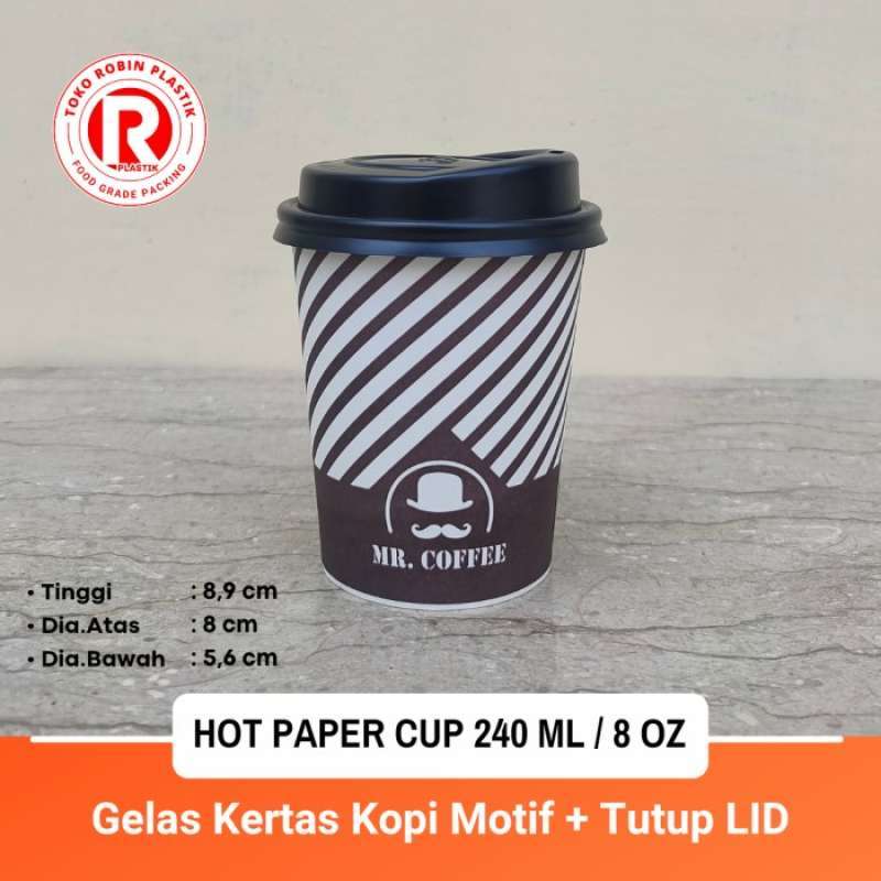 Jual Paper Cup 8 Oz Motif + Tutup / Gelas Kertas kopi isi 50 set di Seller Uhilaa Shop - | Blibli