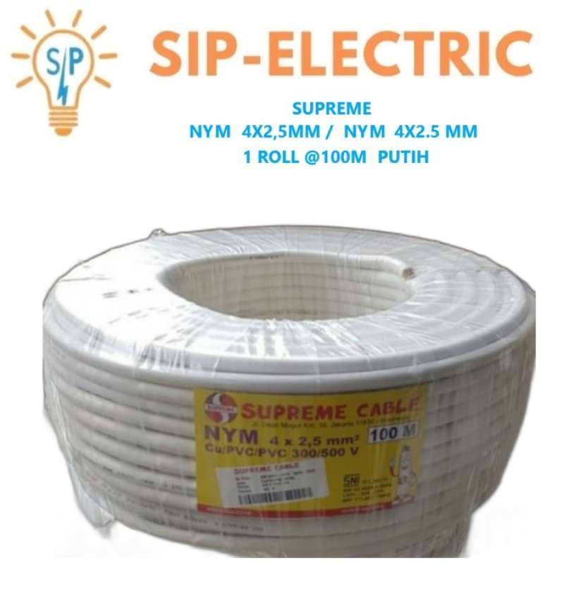 Jual Kabel Supreme Nym 4x2,5 Mm Putih Tunggal Kawat 4x2.5 Mm 1 Roll 100 ...