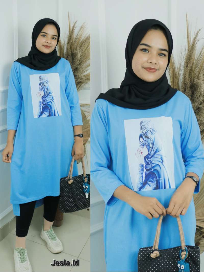 Promo Jesla Fashion Ratu Hijab Midi Dress Bahan Combed Aplikasi Sablon ...